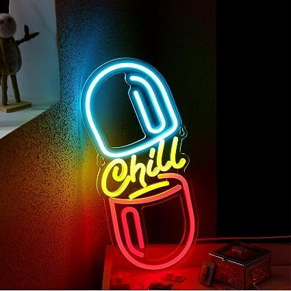 Neon Sign Chill Pill Light 7x 14 inches for Wall Decor Lighting LED ...