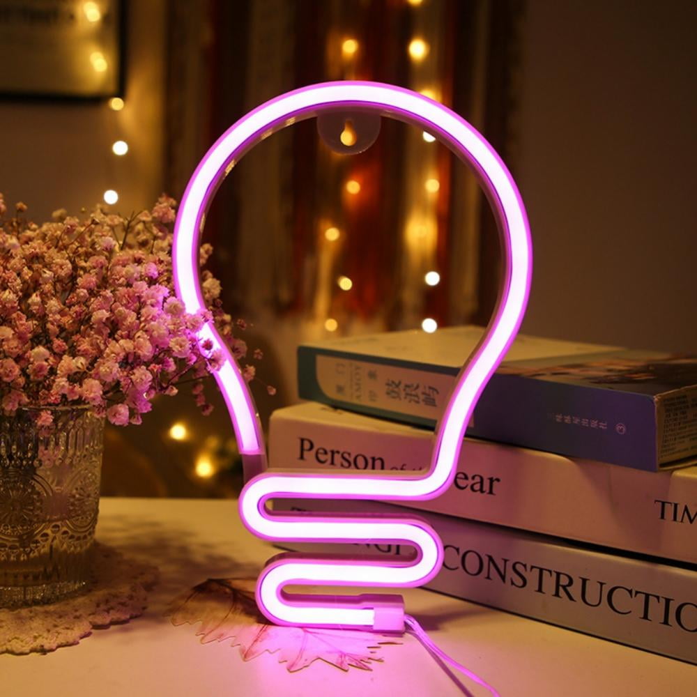 Neon Sign, Light Bulb Led Neon Light Wall Light Wall Decor, Battery or ...