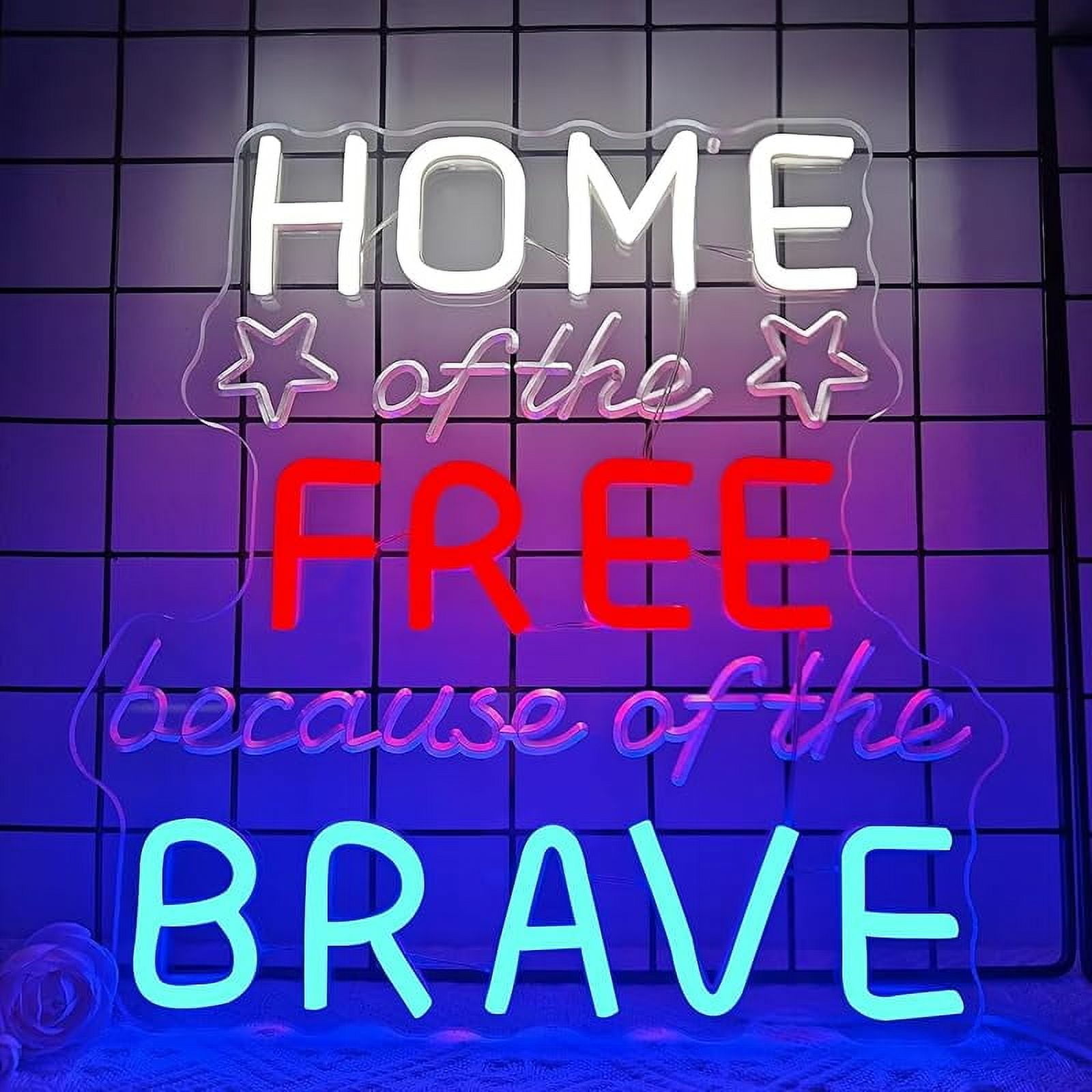 Neon Sign Memorial Day Led Sign Home of The Free Because of The Brave ...