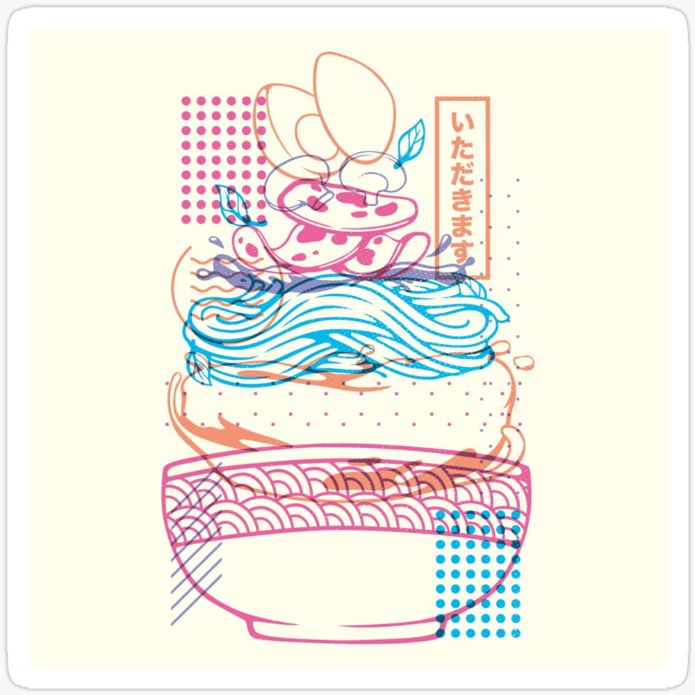 Neon Sign Noodles Ramen Sticker Phone Decal Water Bottle Stickers Car ...