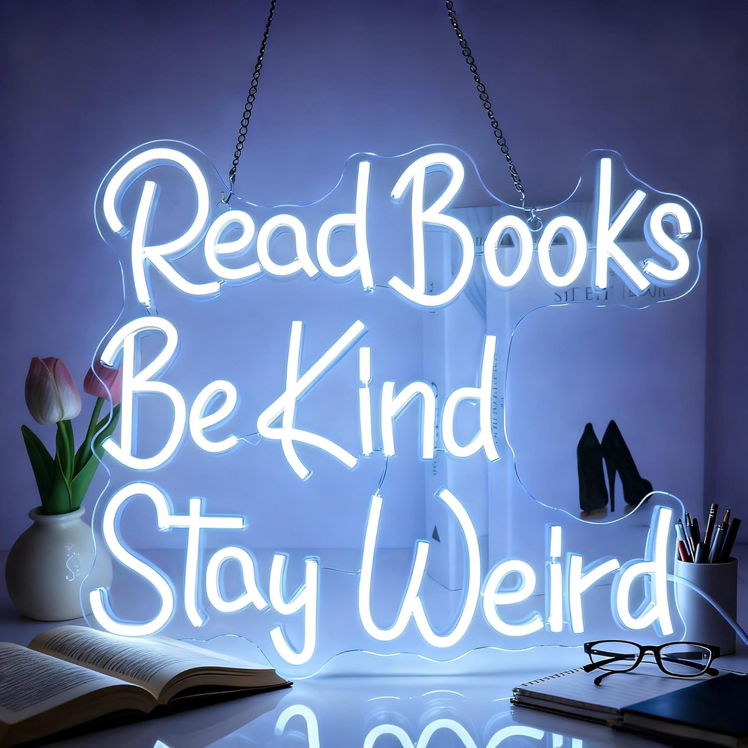 Neon Sign, Read Books Be Kind Stay Weird Neon Signs for Wall Decor ...