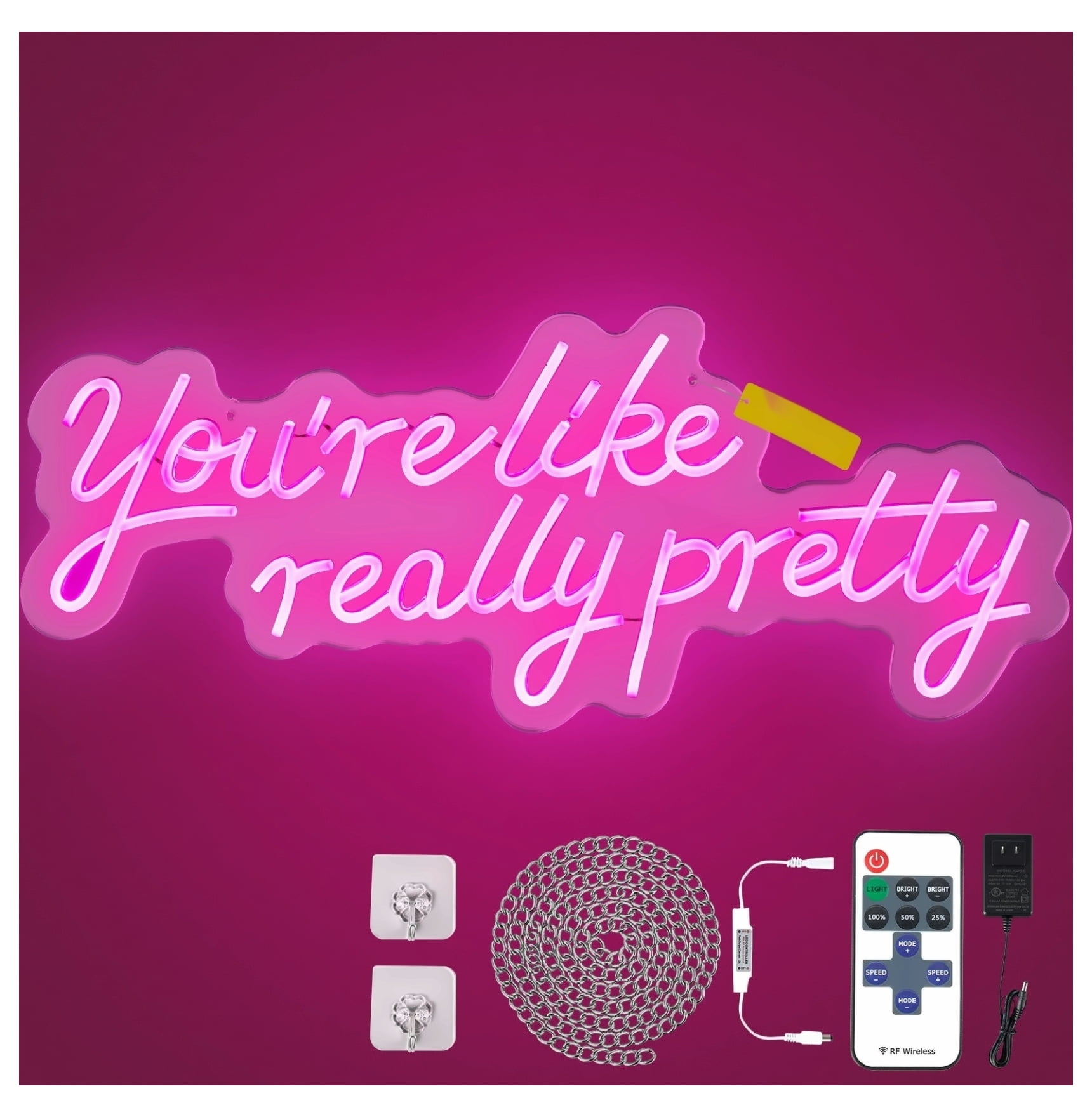 Neon Sign - You're Like Really Pretty - 27.5" Pink LED Wall Decor with ...