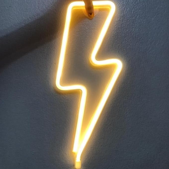 WE Neon Signs Lightning Bolt Neon Light Sign for Wall Decor, Battery or ...