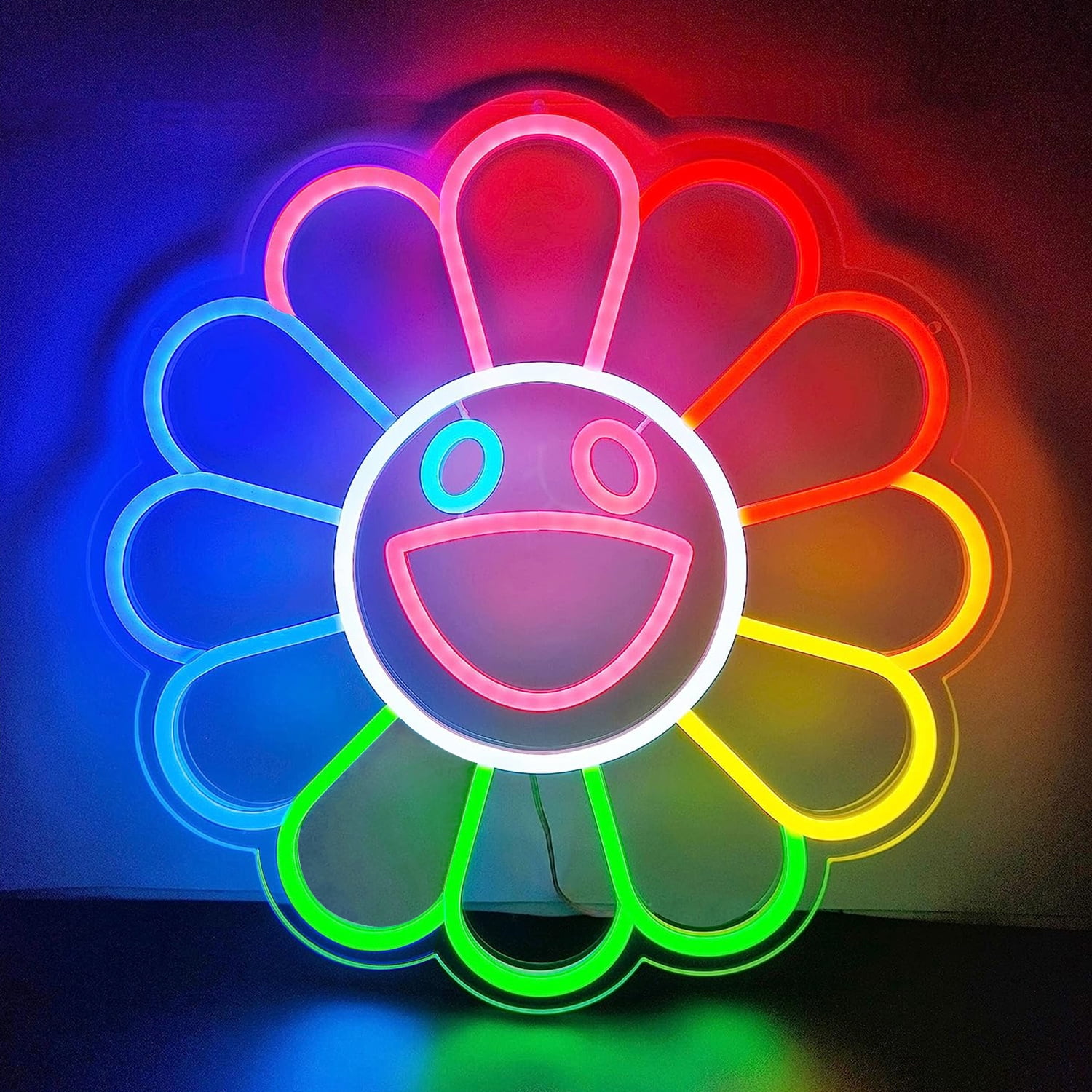 Neon Signs Sunflower Smile Face 15.8"x 15.8" Led Signs for Bedroom Wall ...