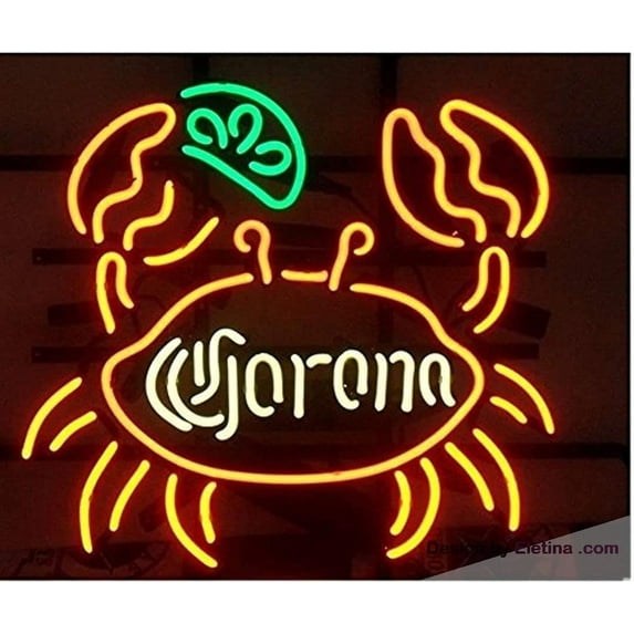 Neon Signs for Wall Decor Corona Crab Real Led Light Sign Home Beer Bar ...