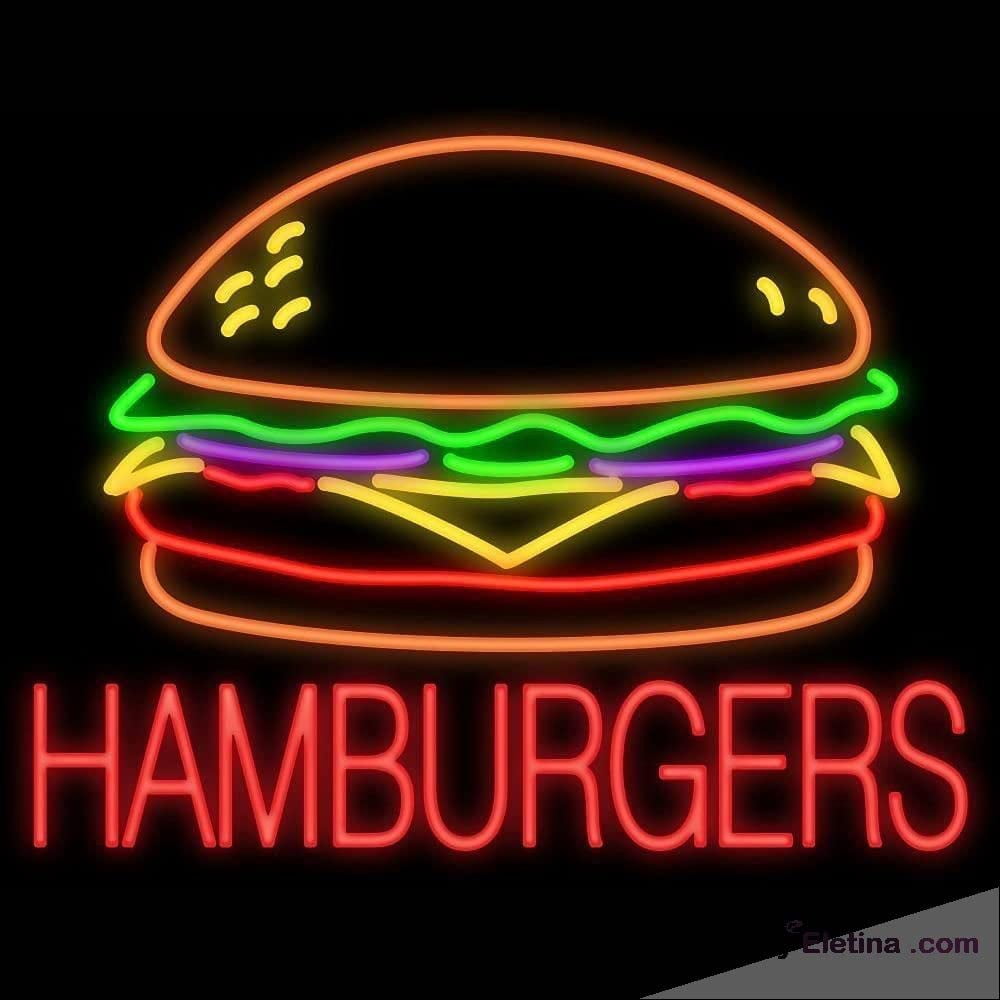Neon Signs for Wall Decor Hamburgers Sign Light Real Led Tube Beer Bar ...