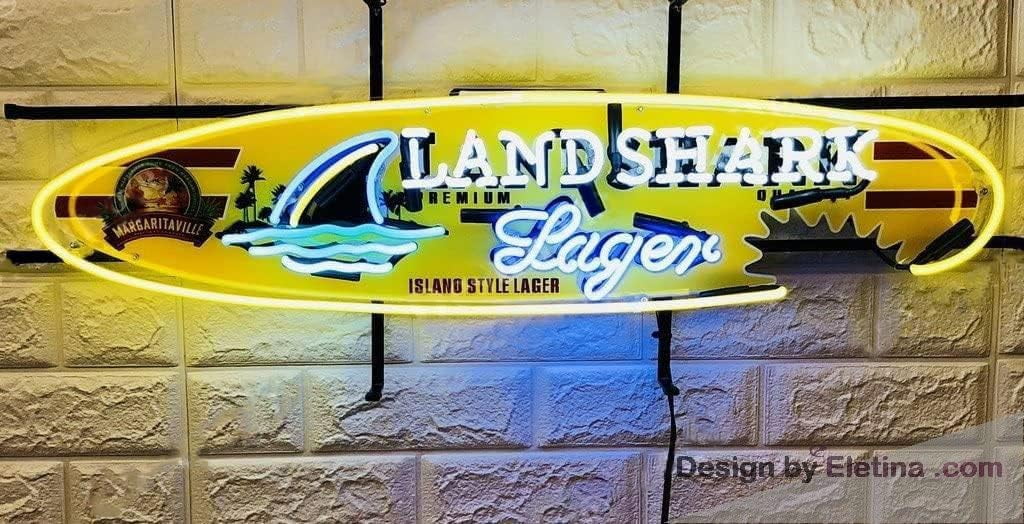 Neon Signs for Wall Decor Landshark Lager Surfboard Premium Island ...