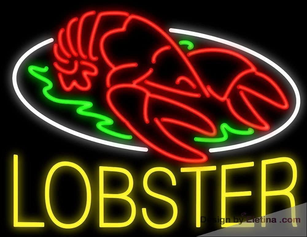 Neon Signs for Wall Decor Lobster Sign Light Real Led Tube Beer Bar Pub ...