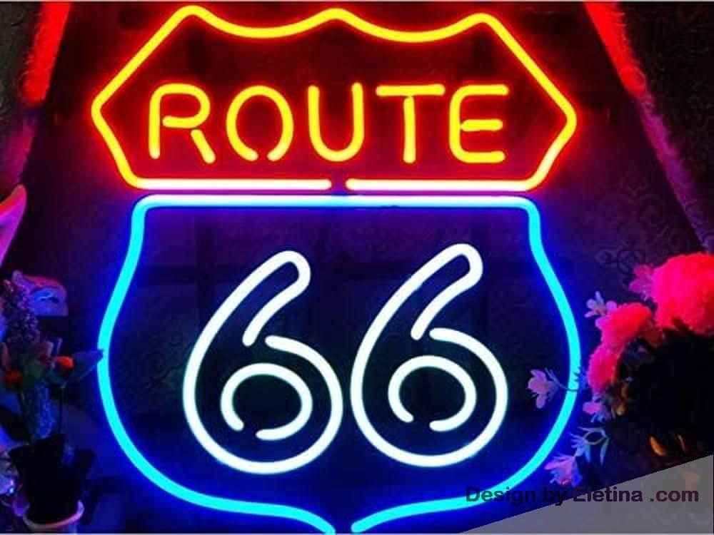 Neon Signs for Wall Decor Route 66 Led Tube Sign Handmade16x20inch Home ...