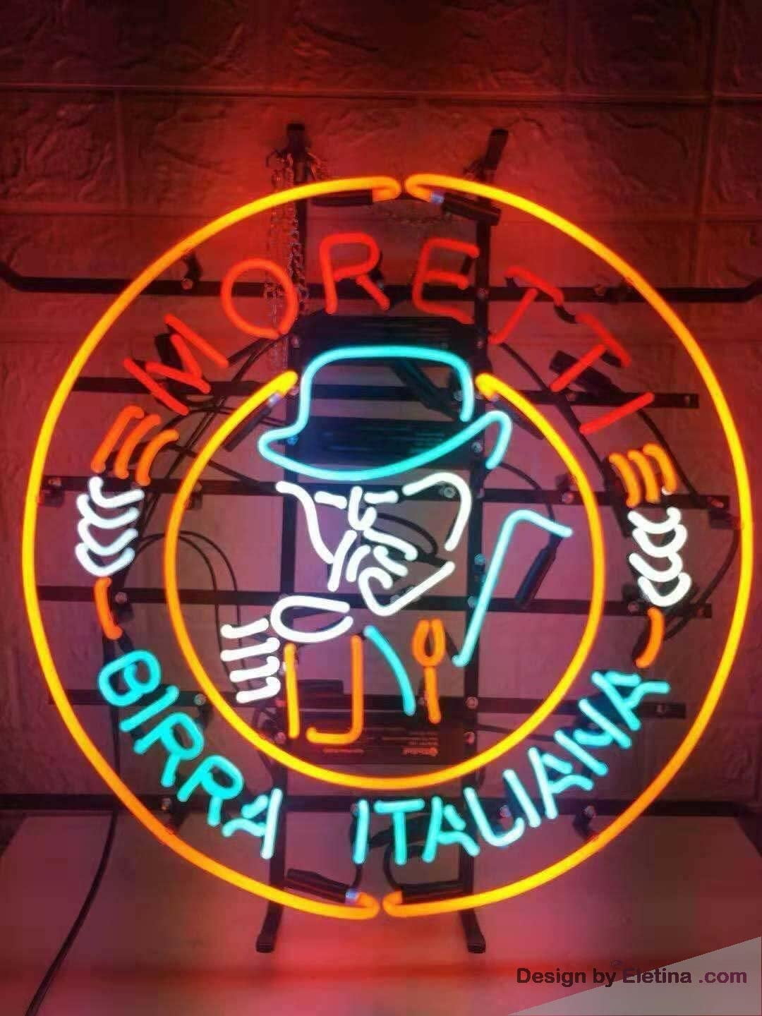 Neon Signs for Wall Decor 15x17inch Birra Moretti Brewing Italian Beer ...