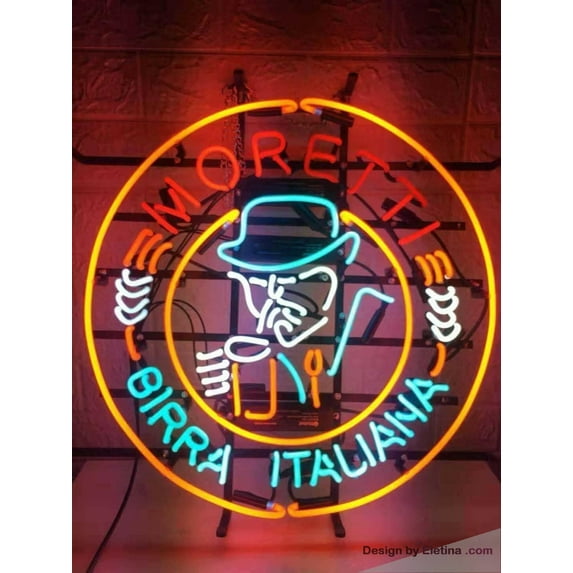 Neon Signs for Wall Decor 15x17inch Birra Moretti Brewing Italian Beer ...