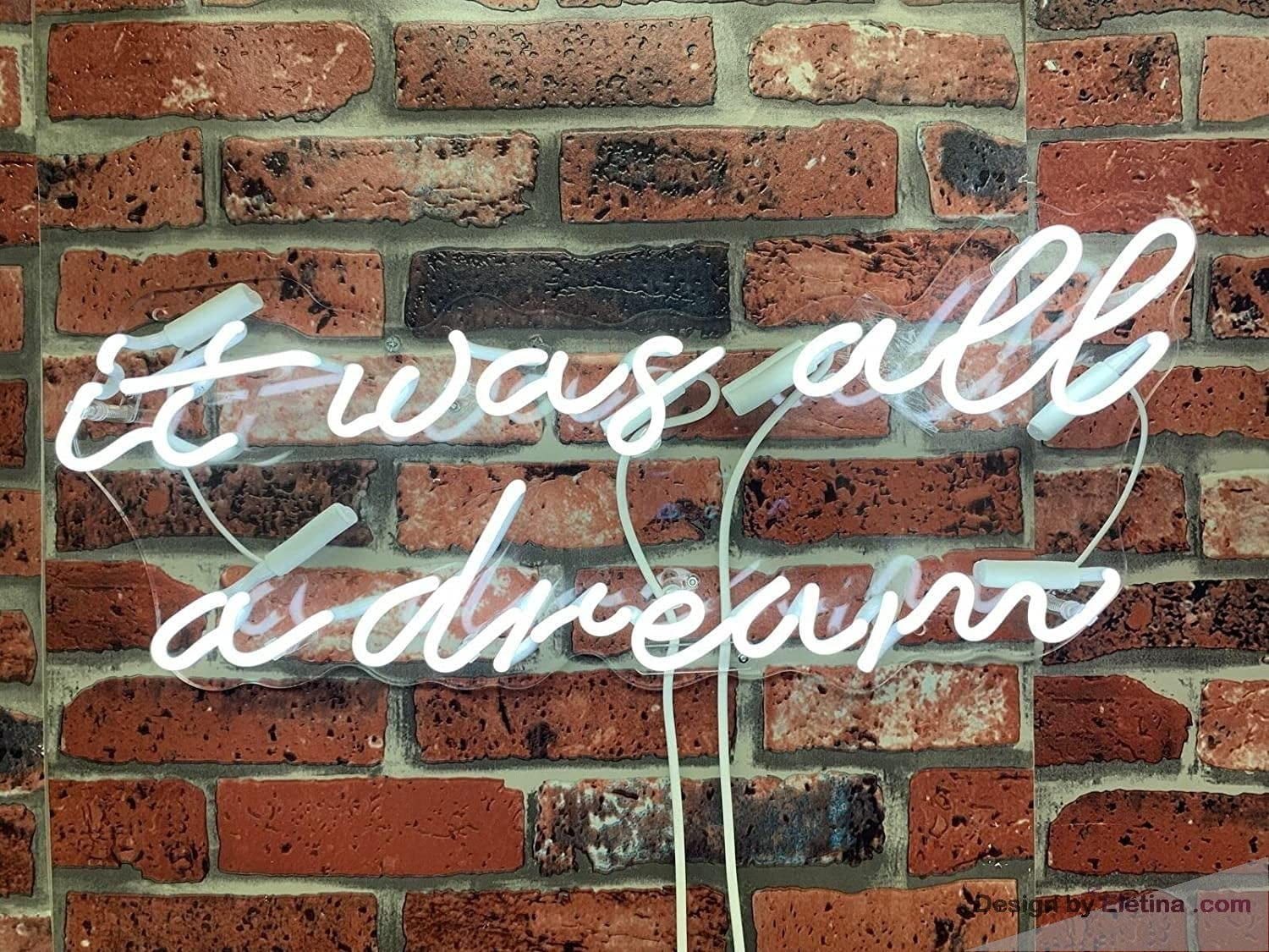 Neon Signs for Wall Decor 16x20 It Was All A Dream Sign Acrylic With ...