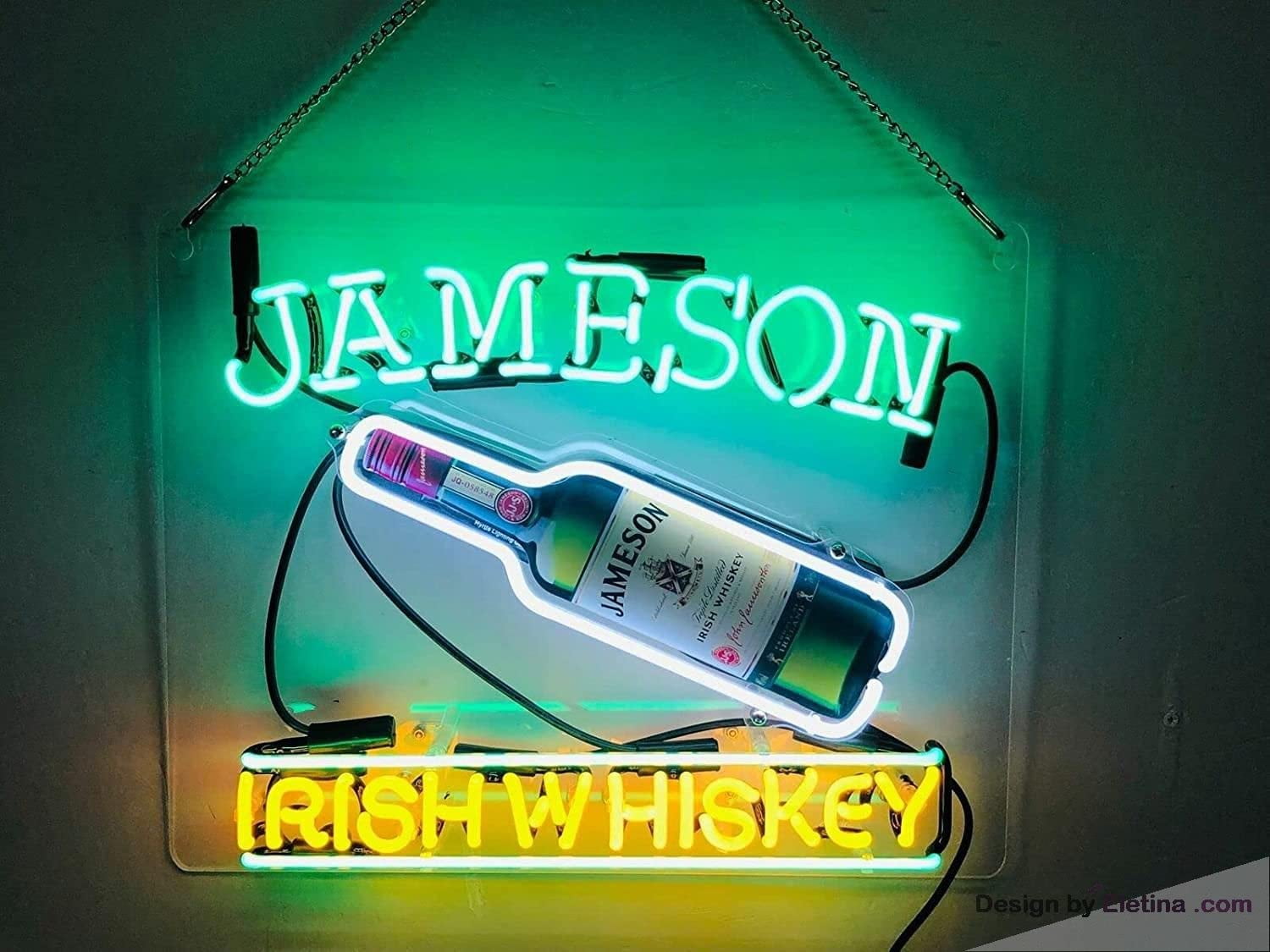 Neon Signs for Wall Decor 16x20 Jamesons Irish Whiskey Bottle Sign ...