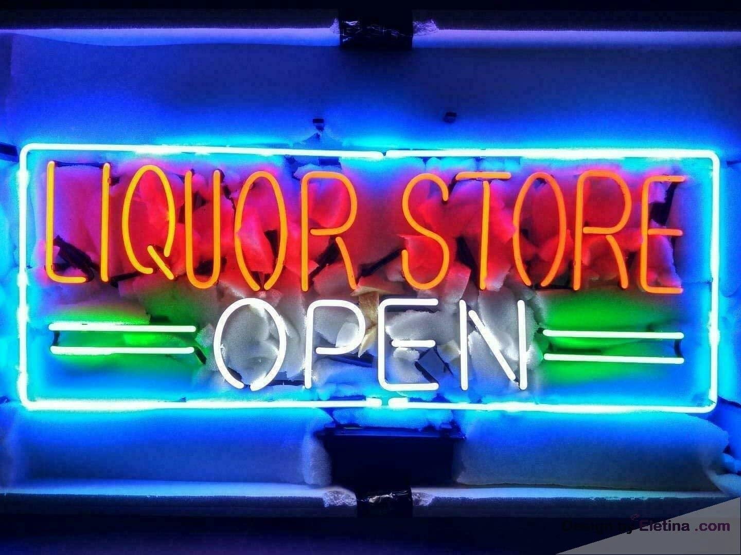 Neon Signs for Wall Decor 16x20 Liquor Store Open Sign Light Man Cave ...