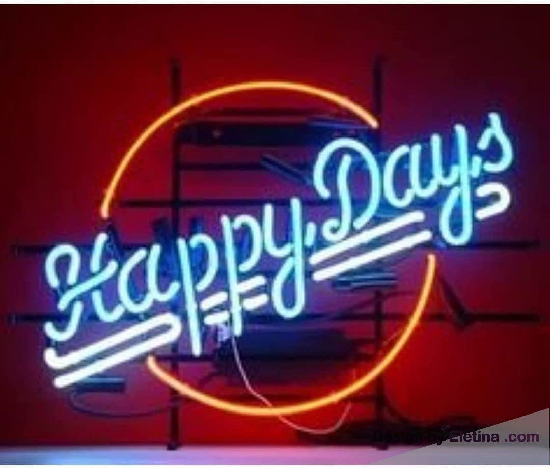 Neon Signs for Wall Decor 16x20inch Happy Days Custom Handmade Led Tube ...