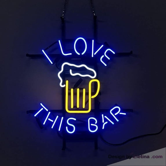 Neon Signs for Wall Decor 16x20inch I Love This Bar Beer Mug Sign Light ...