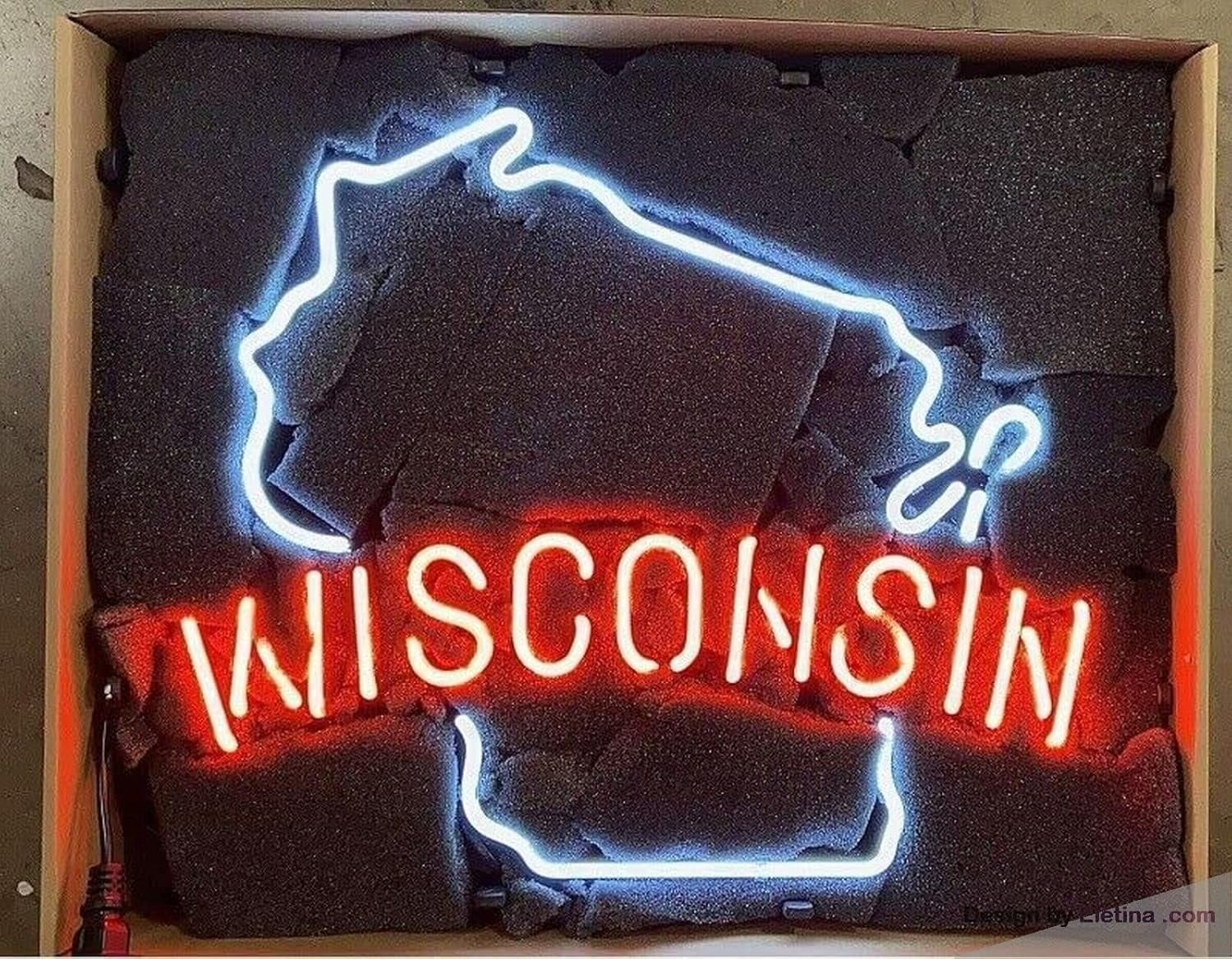 Neon Signs for Wall Decor 16x20inch Wisconsin State Map Sign Light Man ...