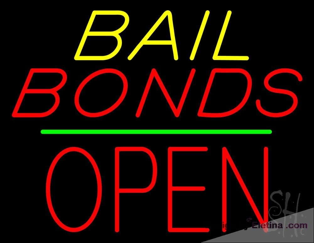 Neon Signs for Wall Decor Bail Bonds Block Open Green Line Sign Neon ...