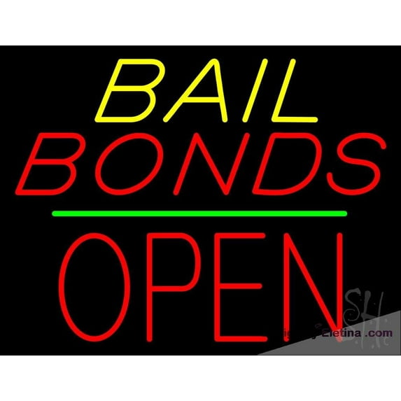 Neon Signs for Wall Decor Bail Bonds Block Open Green Line Sign Neon ...