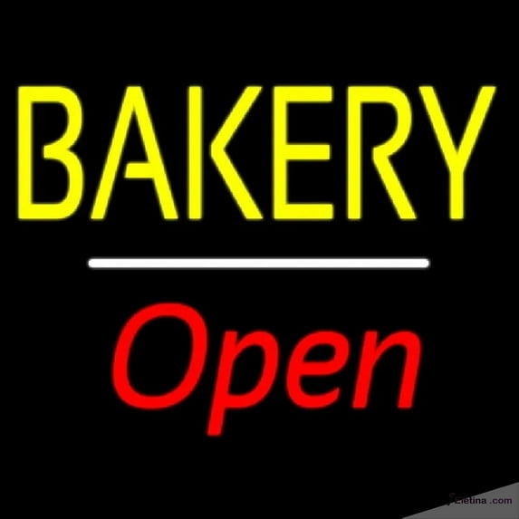 Neon Signs for Wall Decor Bakery Open White Line Handmade Art Sign Neon ...