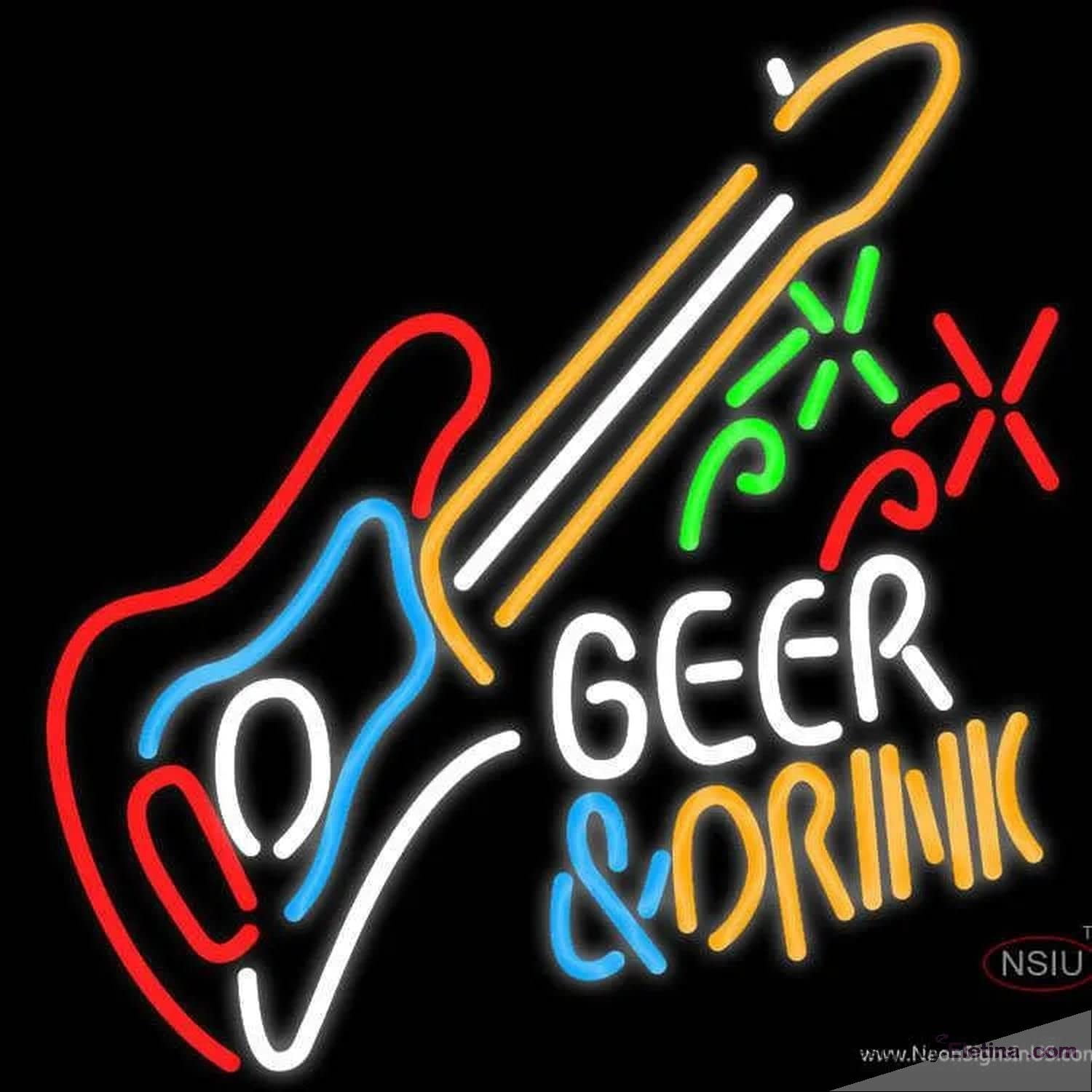 Neon Signs for Wall Decor Beer And Drink Guitar Handmade Art Sign Neon ...