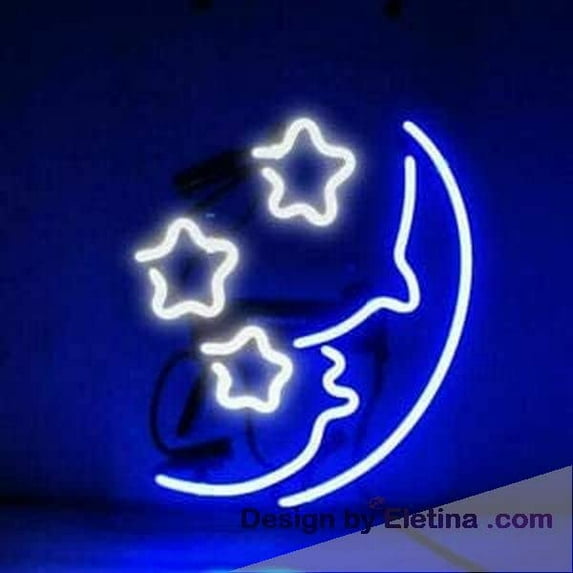 Neon Signs for Wall Decor Beer Bar Blue Moon White Star Lamp Sign inin ...