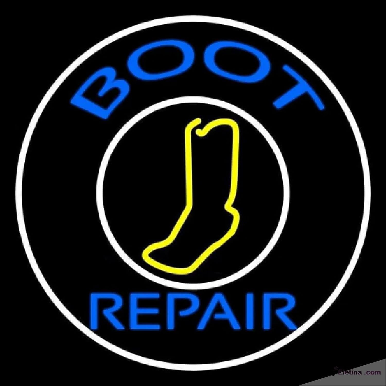 Neon Signs for Wall Decor Blue Boot Repair With Logo Handmade Art Sign ...