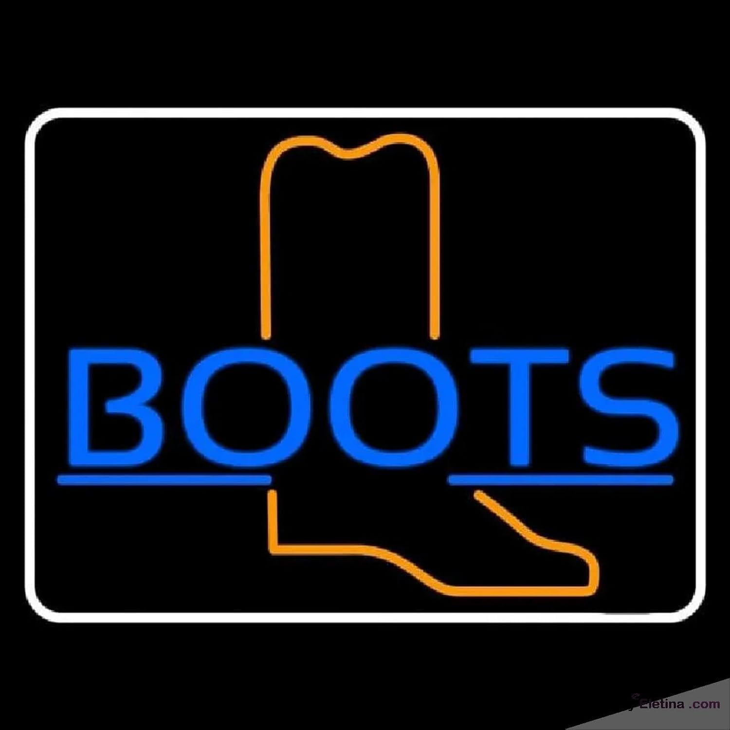 Neon Signs for Wall Decor Blue Boots With Border Handmade Art Sign Neon ...