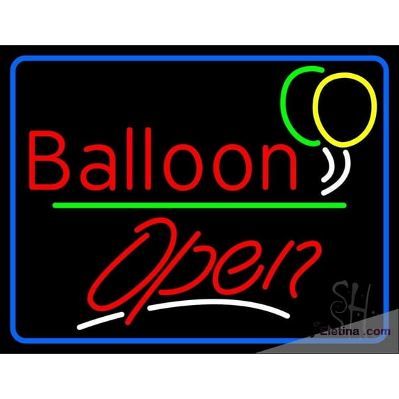 Neon Signs for Wall Decor Blue Border Open Balloon Green Line Sign Neon ...
