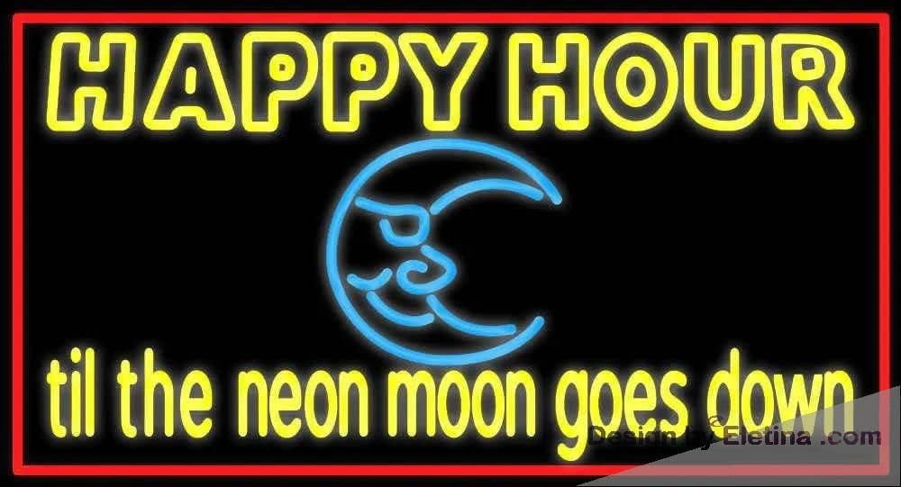 Neon Signs for Wall Decor Blue Moon Happy Hour Till Beer Sign Neon Led ...