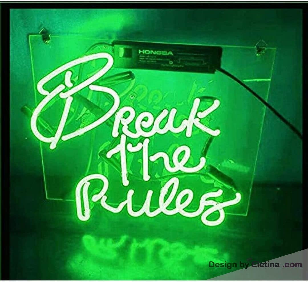 Neon Signs for Wall Decor Break The Rules Sign Acrylic Pub Beer Bar ...