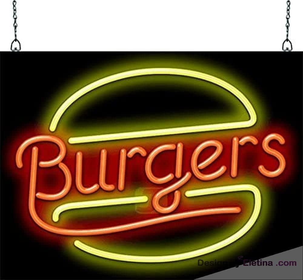 Neon Signs for Wall Decor Burgers With Burger Graphic Sign Neon Led ...
