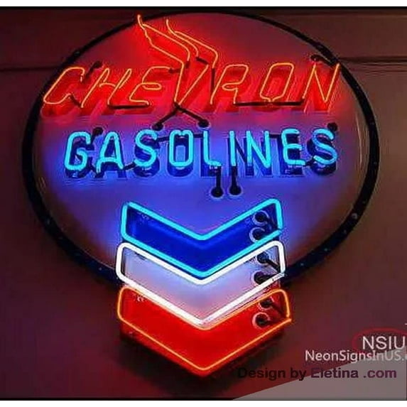 Neon Signs for Wall Decor Chevron Gasoline Handmade Art Sign Neon Led ...