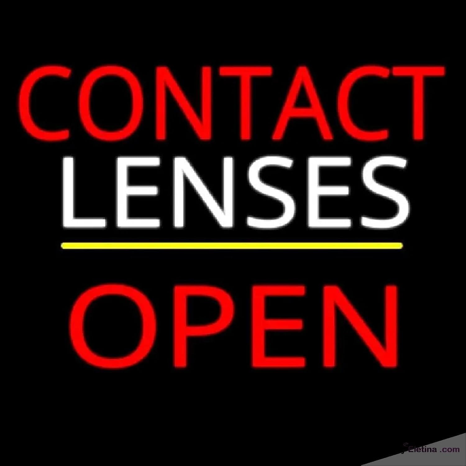 Neon Signs for Wall Decor Contact Lenses Block Open Yellow Line ...
