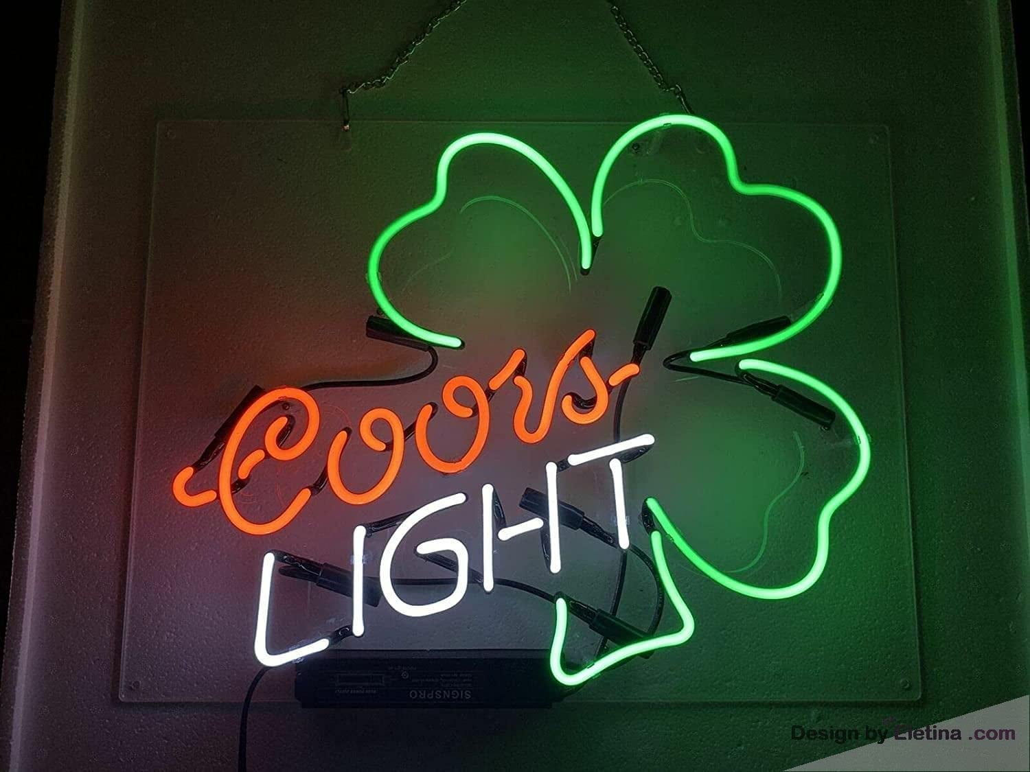 Neon Signs for Wall Decor Coor Light Clover Shamrock Sign Acrylic Beer ...