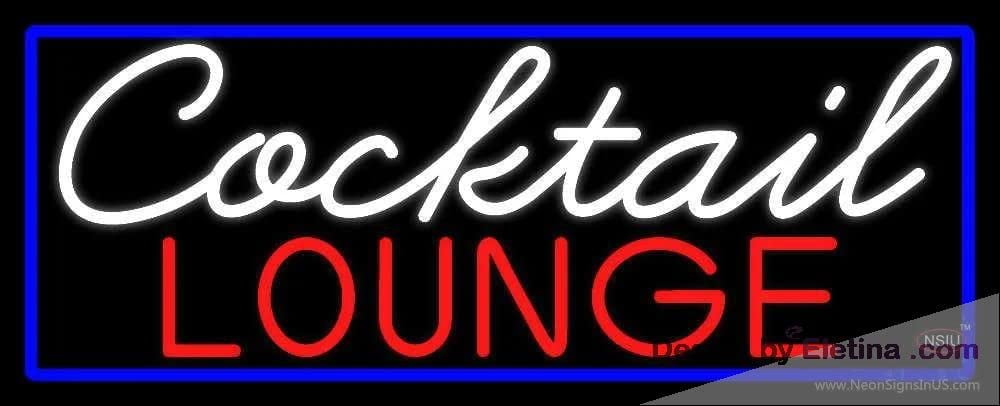 Neon Signs for Wall Decor Cursive Cocktail Lounge With Blue Border ...