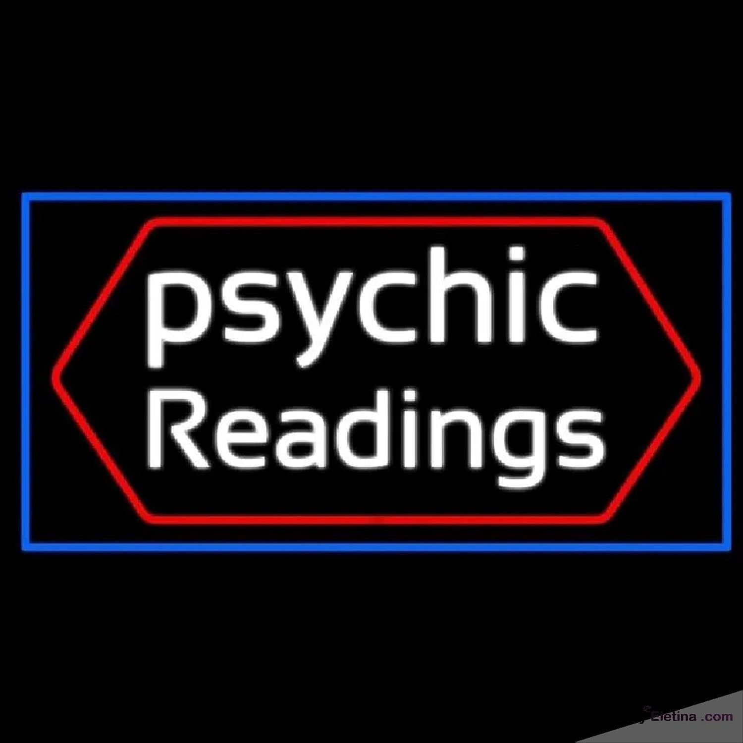 Neon Signs for Wall Decor Cursive Psychic Readings With Blue Border ...