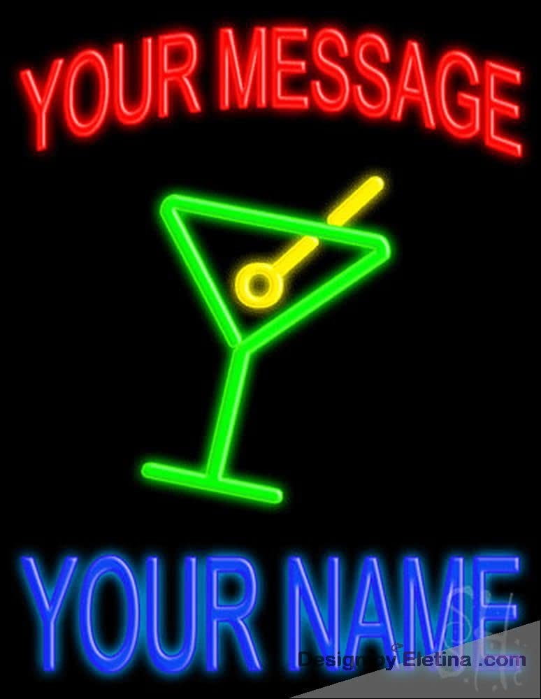 Neon Signs for Wall Decor Custom Name With Martini Led Sign Neon Tubing ...