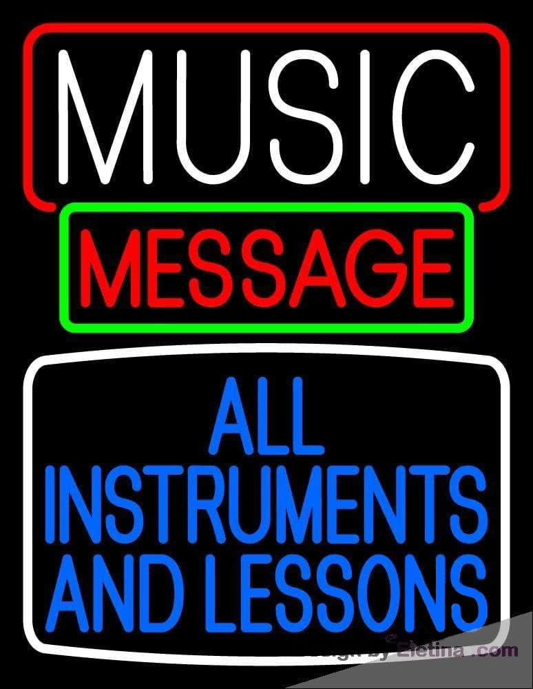 Neon Signs for Wall Decor Custom White Music Blue All Instruments And ...