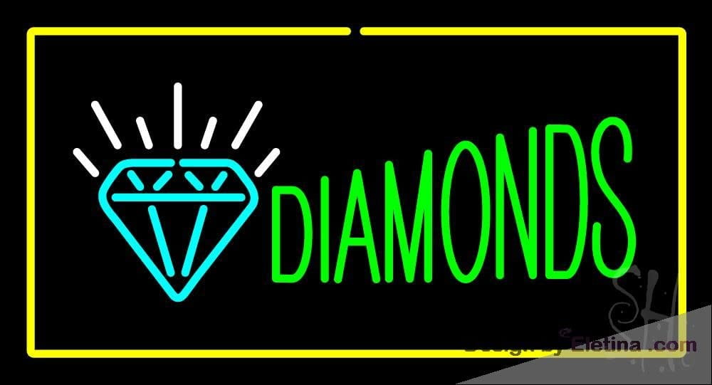 Neon Signs for Wall Decor Diamonds Logo Yellow Rectangle Sign Neon Led ...