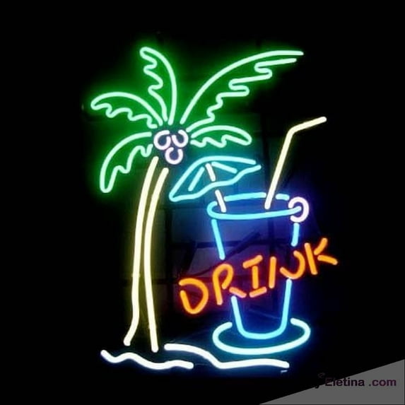 Neon Signs for Wall Decor Drink Palm Tree Sign Beer Bar Pub Store Party ...