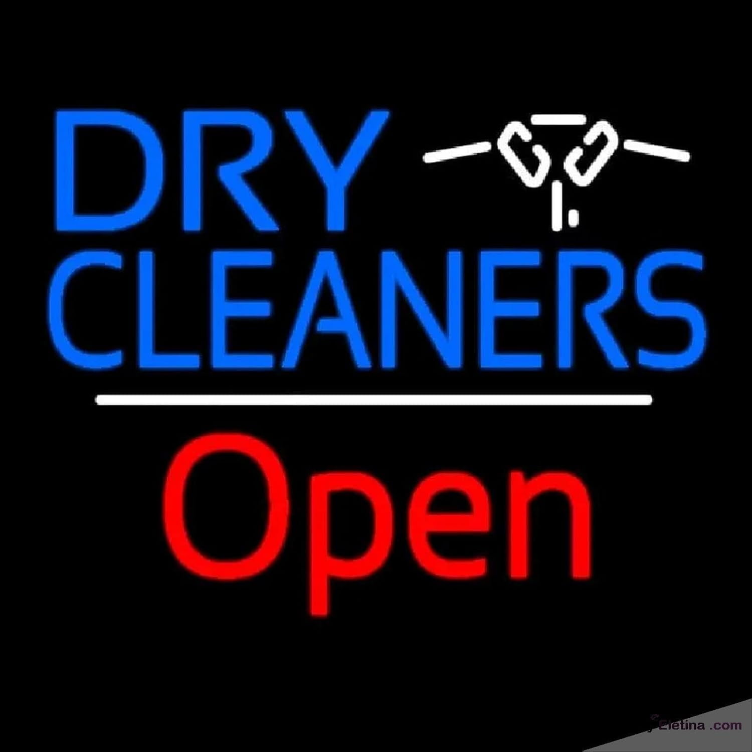 Neon Signs for Wall Decor Dry Cleaners Logo Open White Line Handmade ...