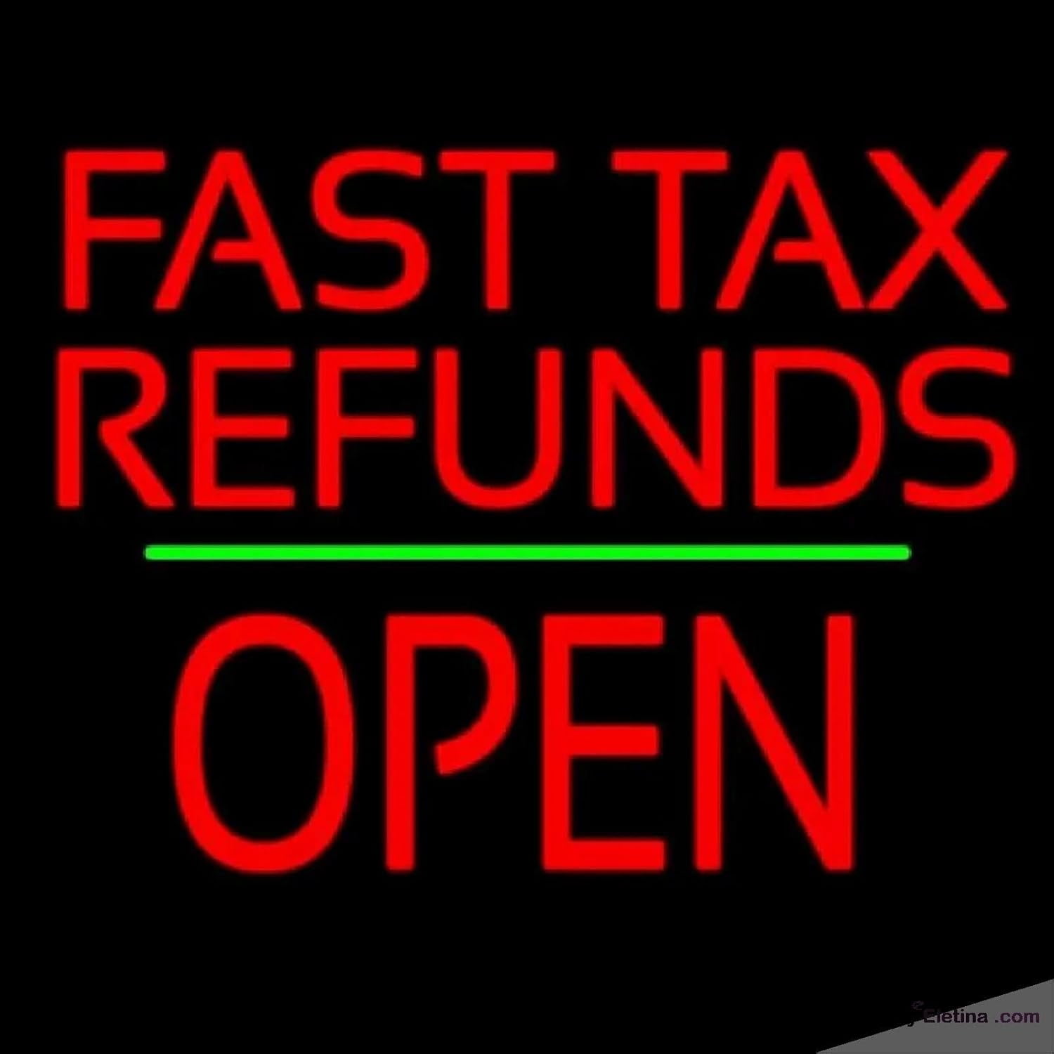 Neon Signs for Wall Decor Fast Ta Refunds Block Open Green Line ...