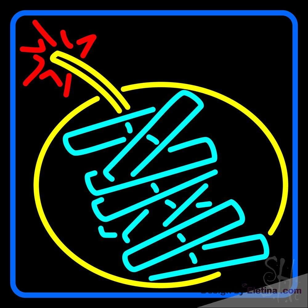 Neon Signs for Wall Decor Fire Work Bomb Sign Neon Led Tubing16x20inch ...