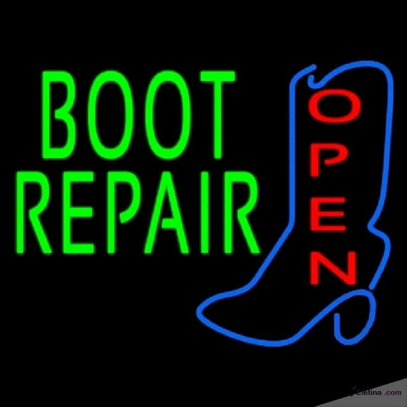 Neon Signs for Wall Decor Green Boot Repair With Logo Open Handmade Art ...