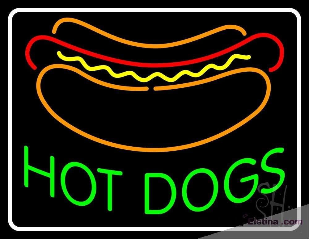 Neon Signs for Wall Decor Green Hot Dogs With White Border Sign Neon ...