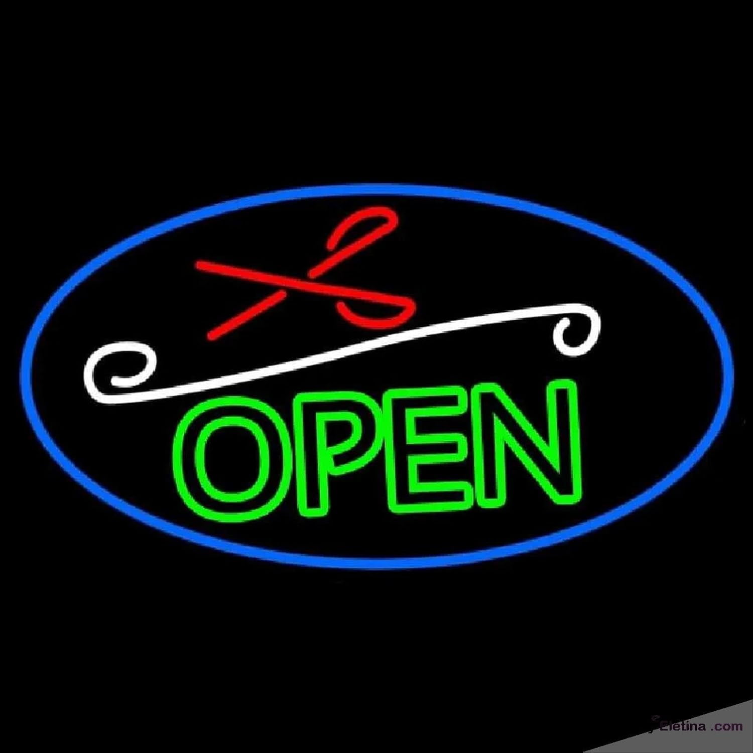 Neon Signs for Wall Decor Green Open With Scissor Handmade Art Sign ...