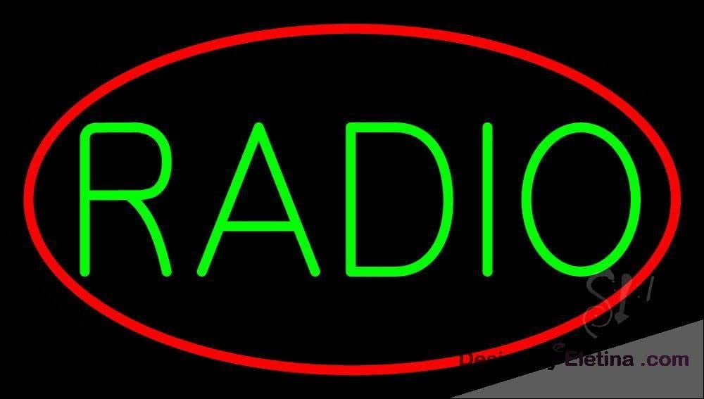 Neon Signs for Wall Decor Green Radio Music Red Border Sign Neon Led ...