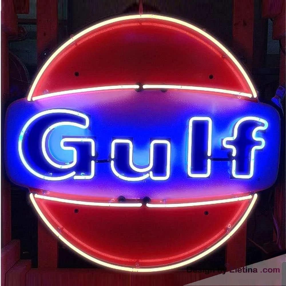 Neon Signs for Wall Decor Gulf Gasoline Handmade Art Sign Neon Led ...