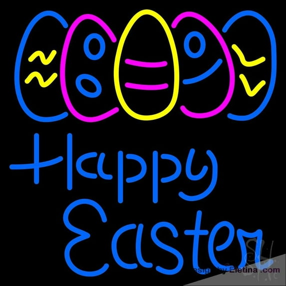 Neon Signs for Wall Decor Happy Easter With Egg Sign Neon Led ...
